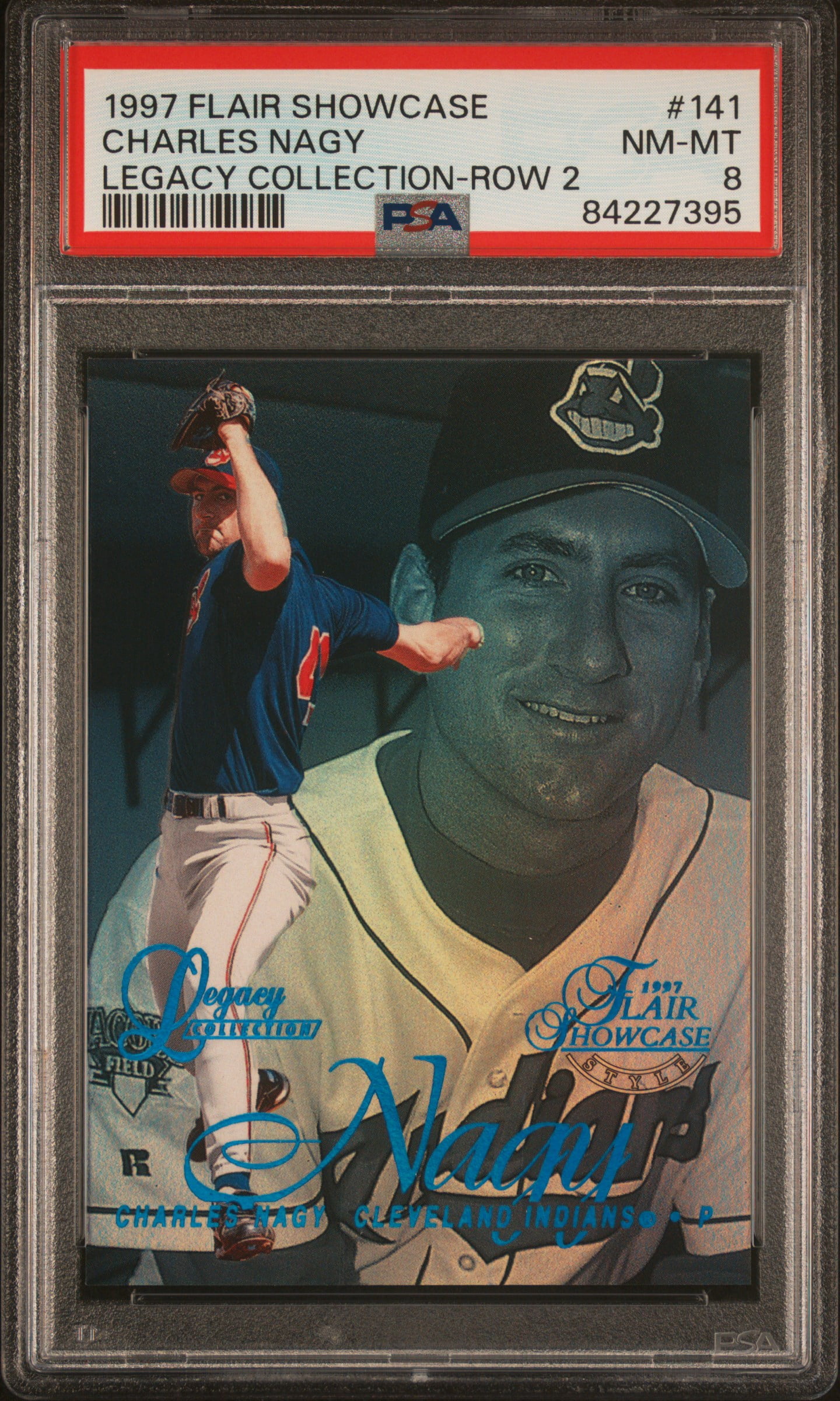 1997 Flair Showcase Legacy Collection Row 2 Charles Nagy #141 /100 PSA ...