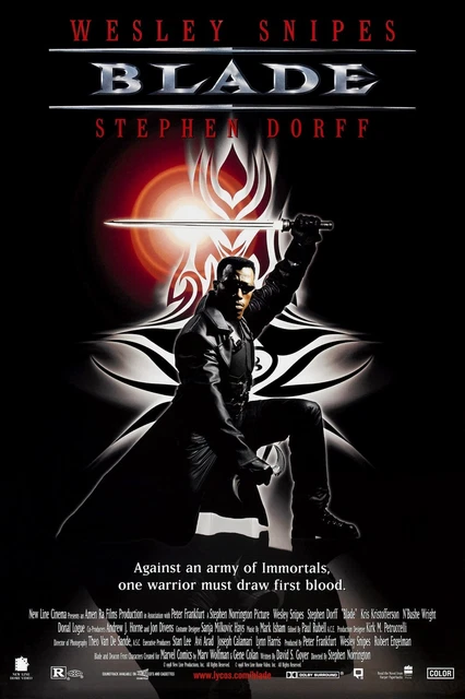 1998 Blade Movie Poster Wesley Snipes Daywalker Stephen Dorff UNFRAMED ...