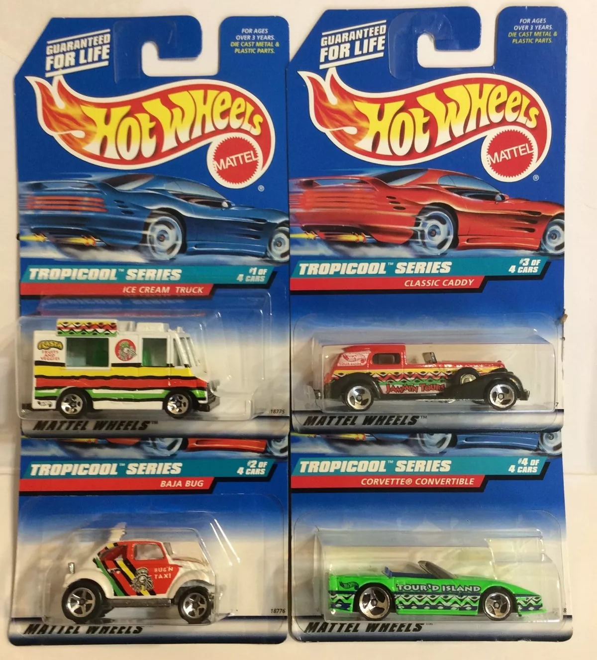 1998 Hot Wheels Tropicool Series Complete Set 4 HW Cars #1 #2 #3 #4 OF ...