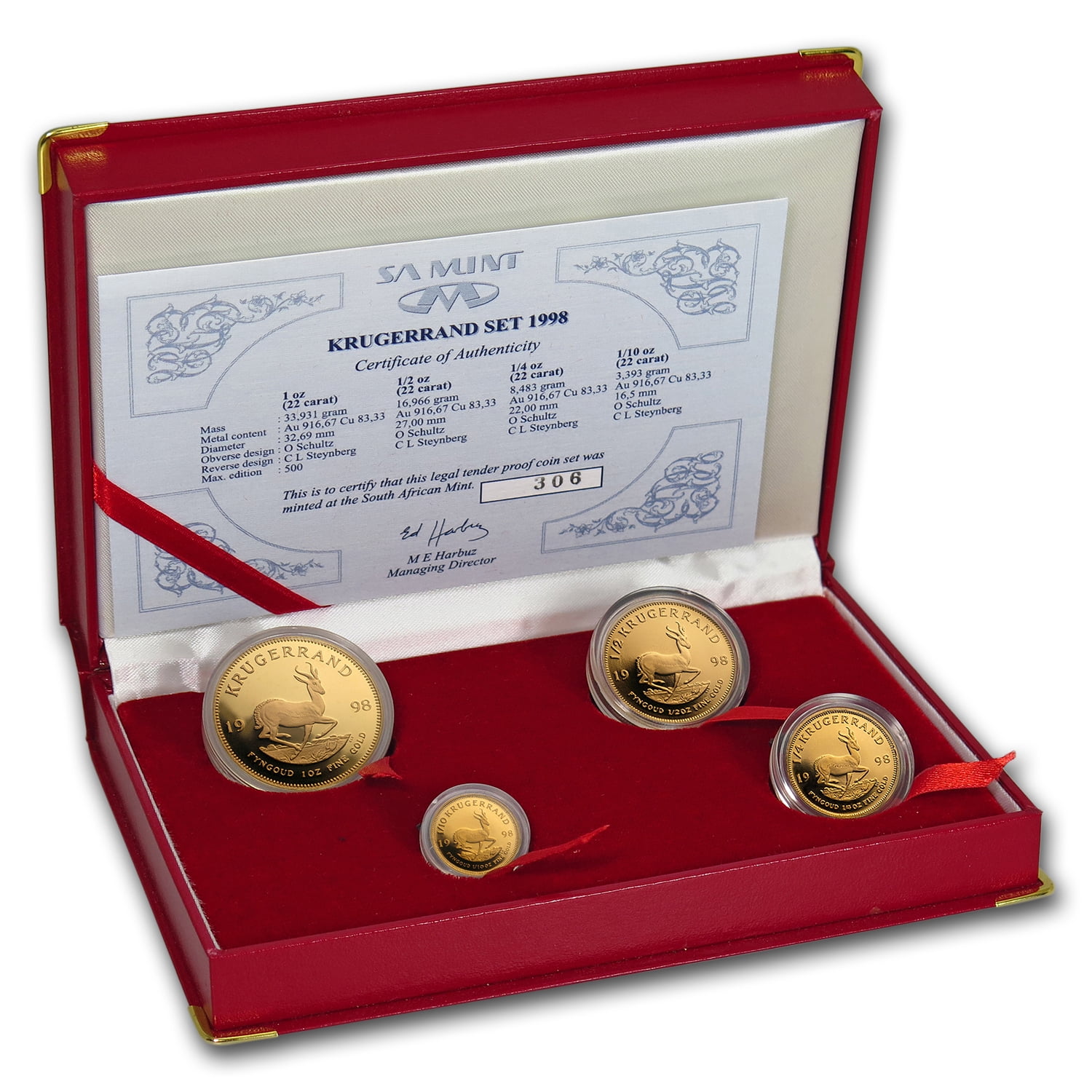 1998 South Africa 4-Coin Gold Krugerrand Proof Set - Walmart.com