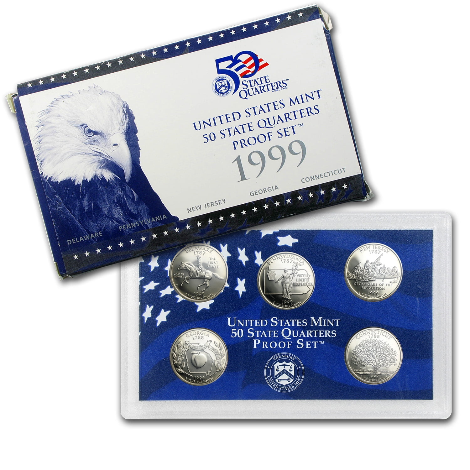 U.S. Mint 1999 Five-Piece Statehood Quarters Proof Set â€“ Delaware ...