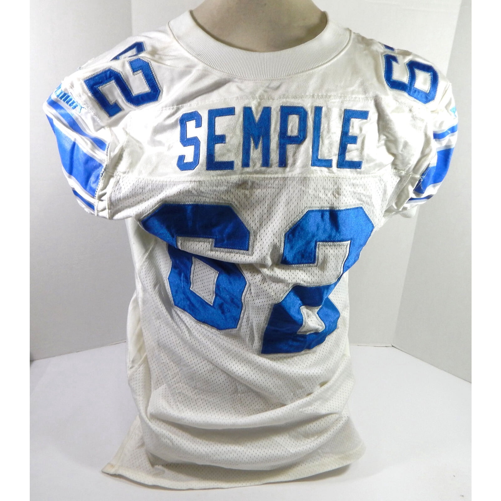 1999 Detroit Lions Tony Semple #62 Game Used White Jersey 50 DP32872 ...