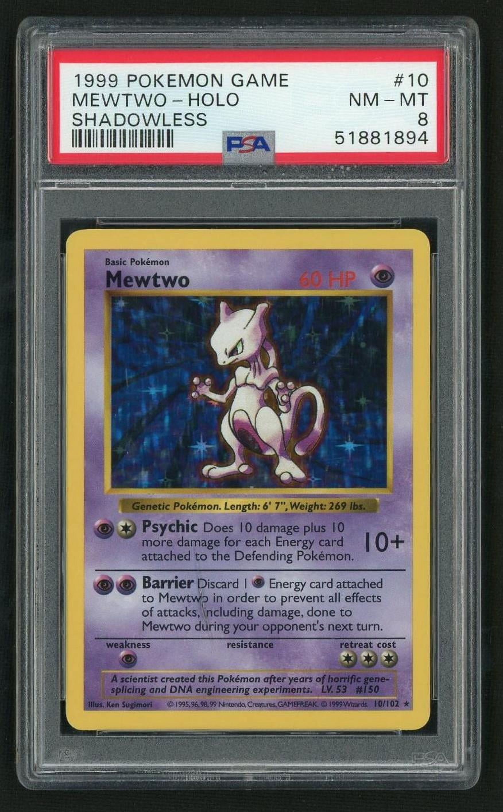 1999 Pokemon Base Set #10 Mewtwo Shadowless Holo PSA 8 - Walmart.com