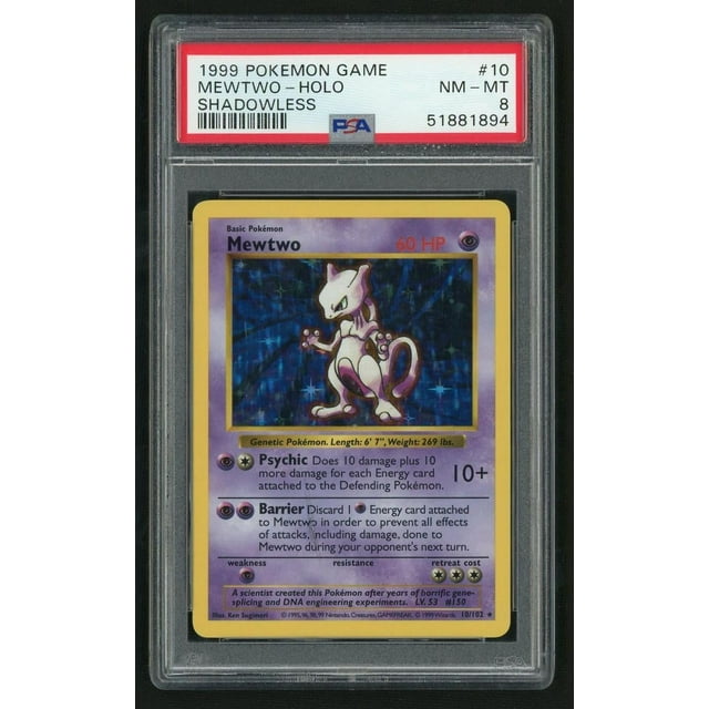 1999 Pokemon Base Set #10 Mewtwo Shadowless Holo PSA 8 - Walmart.com