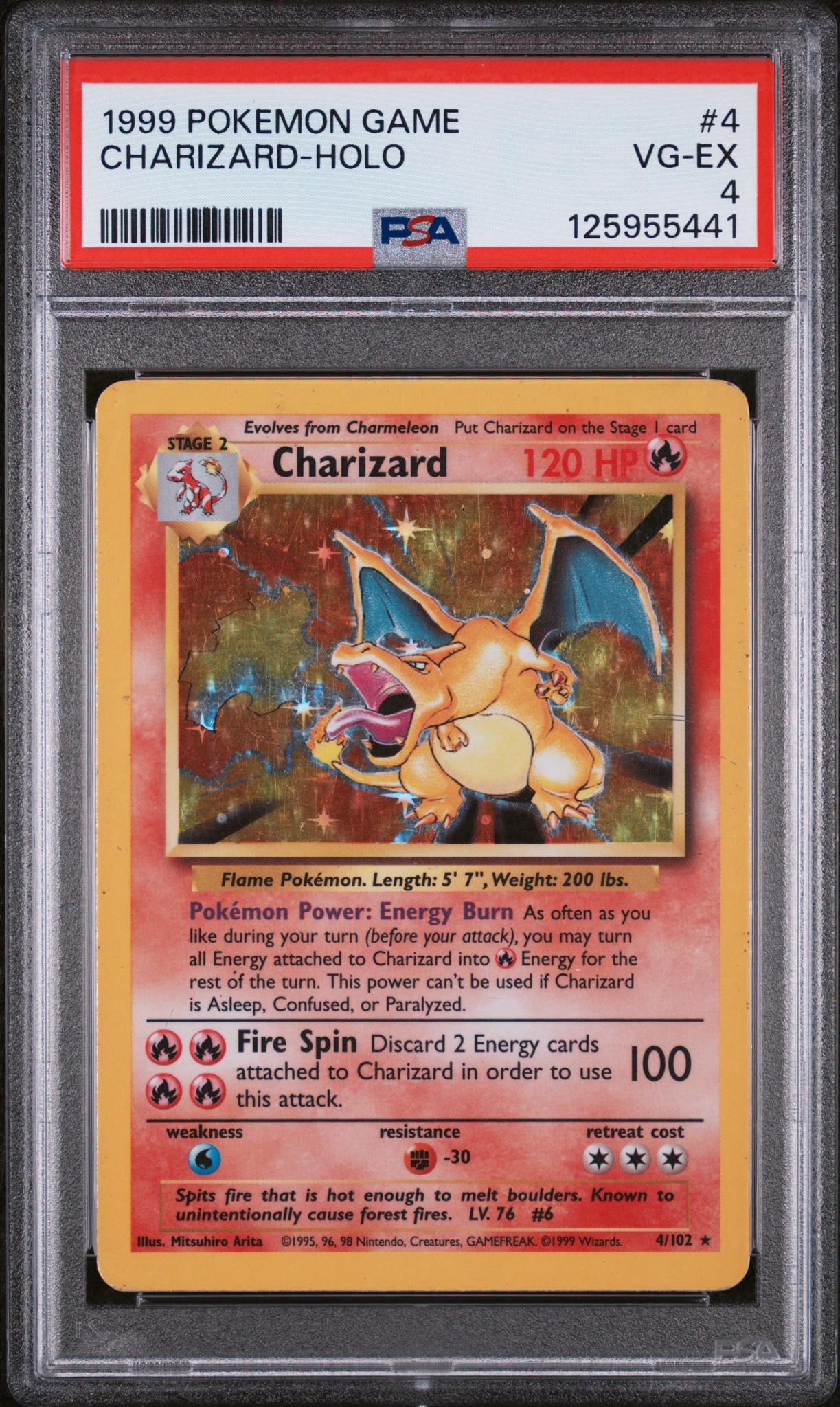 1999 Pokemon Base Set Holo Charizard #4 PSA 4 - Walmart.com