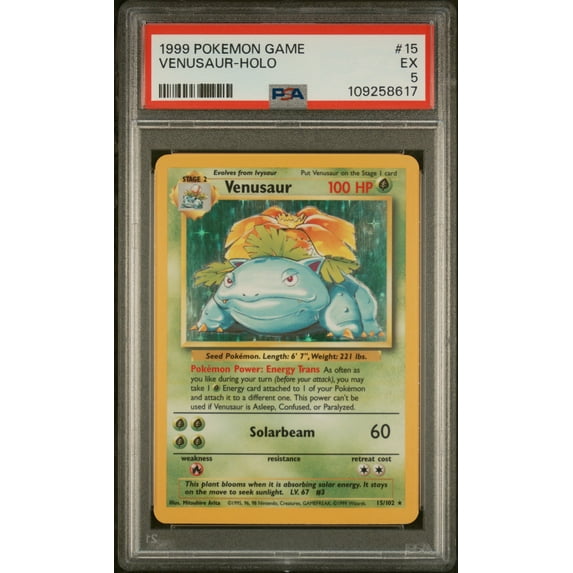 1999 Pokemon Base Set Holo Venusaur #15 PSA 5 - Walmart.com