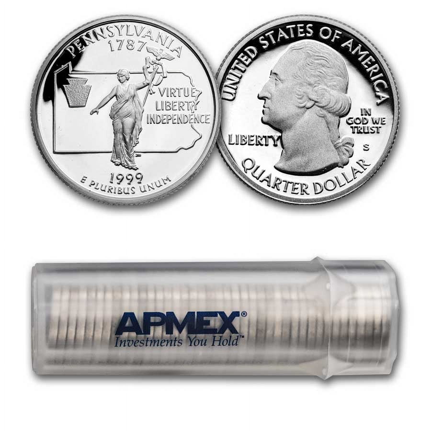 1999-S Pennsylvania State Quarter Gem Proof 40-Coin Roll (Silver ...