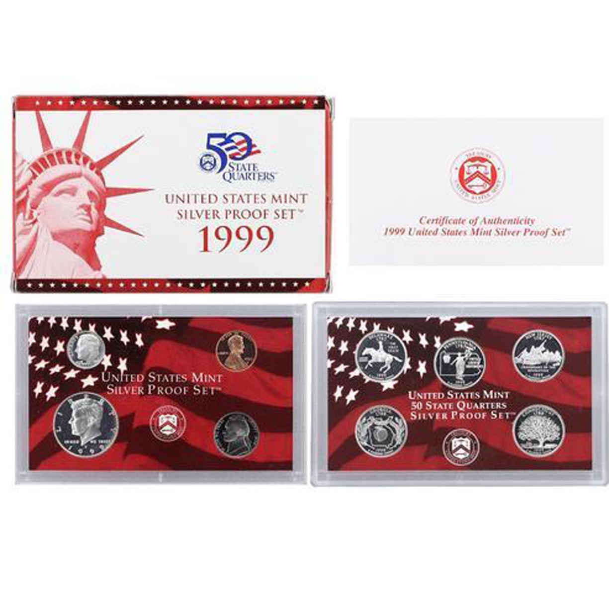 1999 Silver Proof Set - U.S. Mint 9-Coin Set - Includes 90% Silver ...