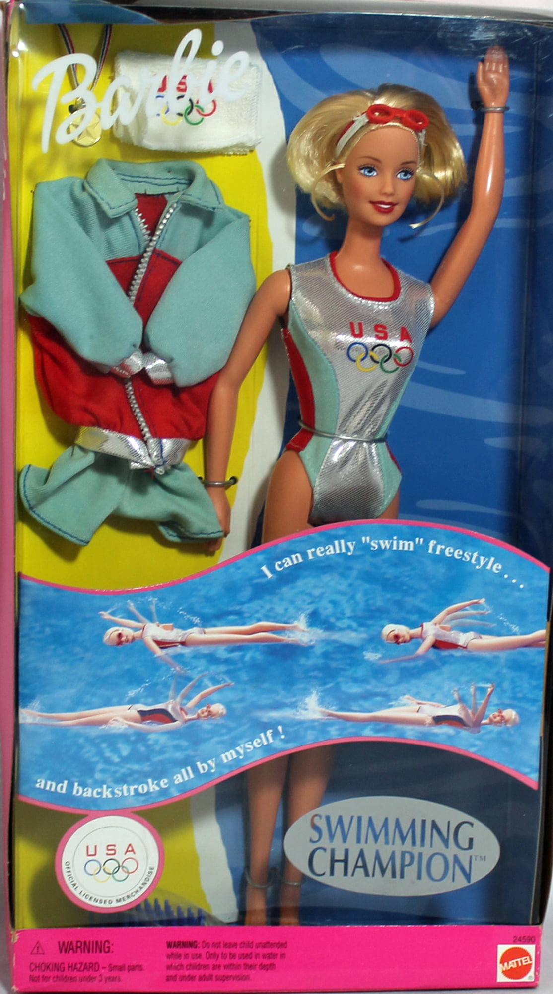 1999 Swimming Champion Barbie, NRFB, (24590) Non-Mint Box - Walmart.com