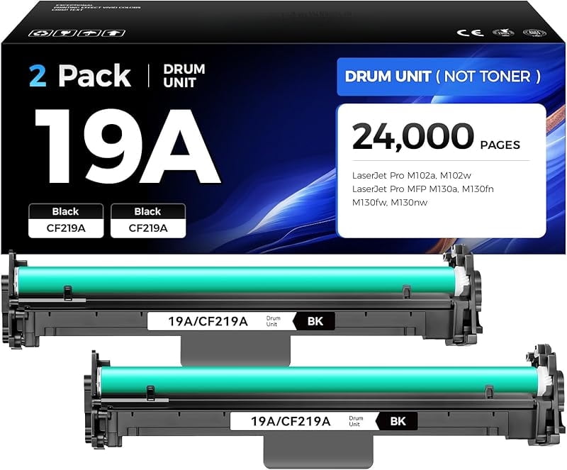 19A CF219A Drum Unit (Not Toner) 2-Pack Black High Yield Replacement ...