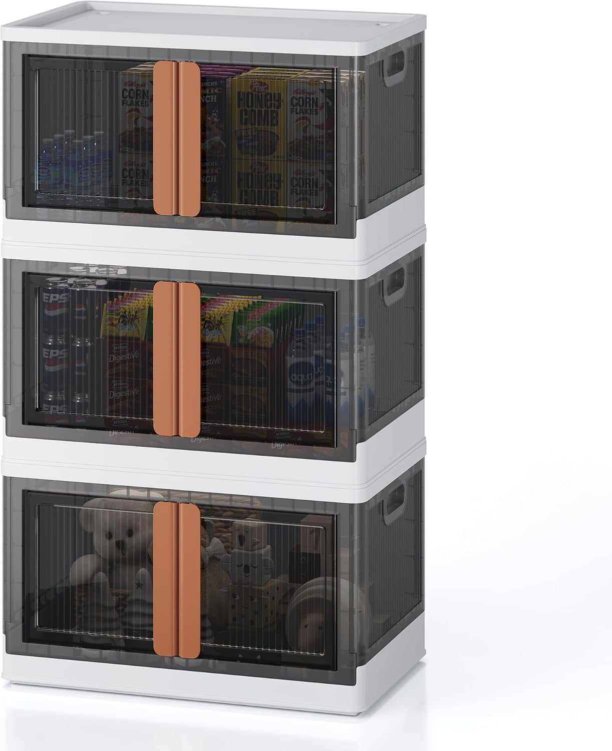 19Gal Collapsible Storage Bins with Lids & Wheels - 3 Pack Stackable ...