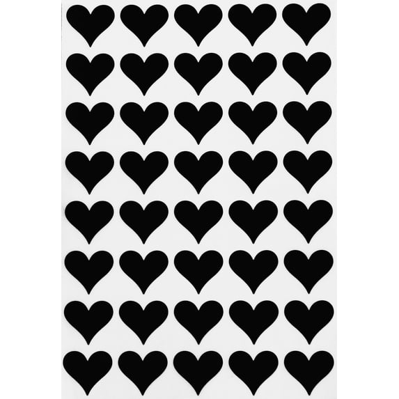 19MM (3/4 Inch) Black Heart Sticker Sheets Crafting Labels for ...