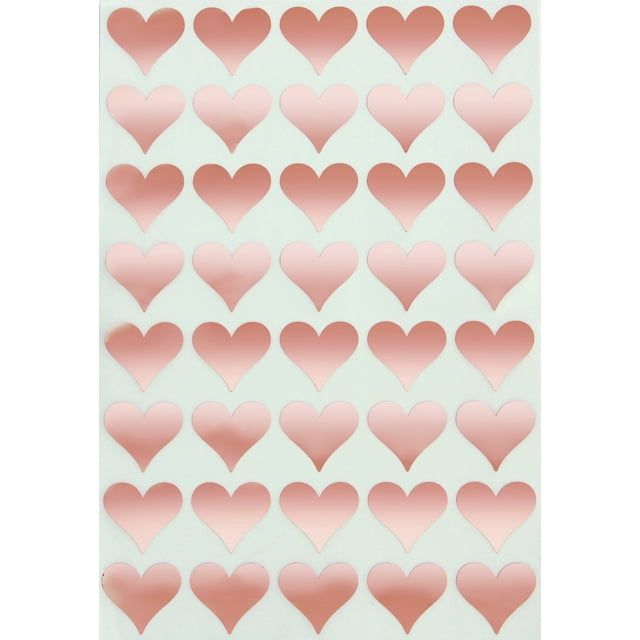 19MM (3/4 Inch) Rose Gold Heart Sticker Sheets Crafting Labels for ...