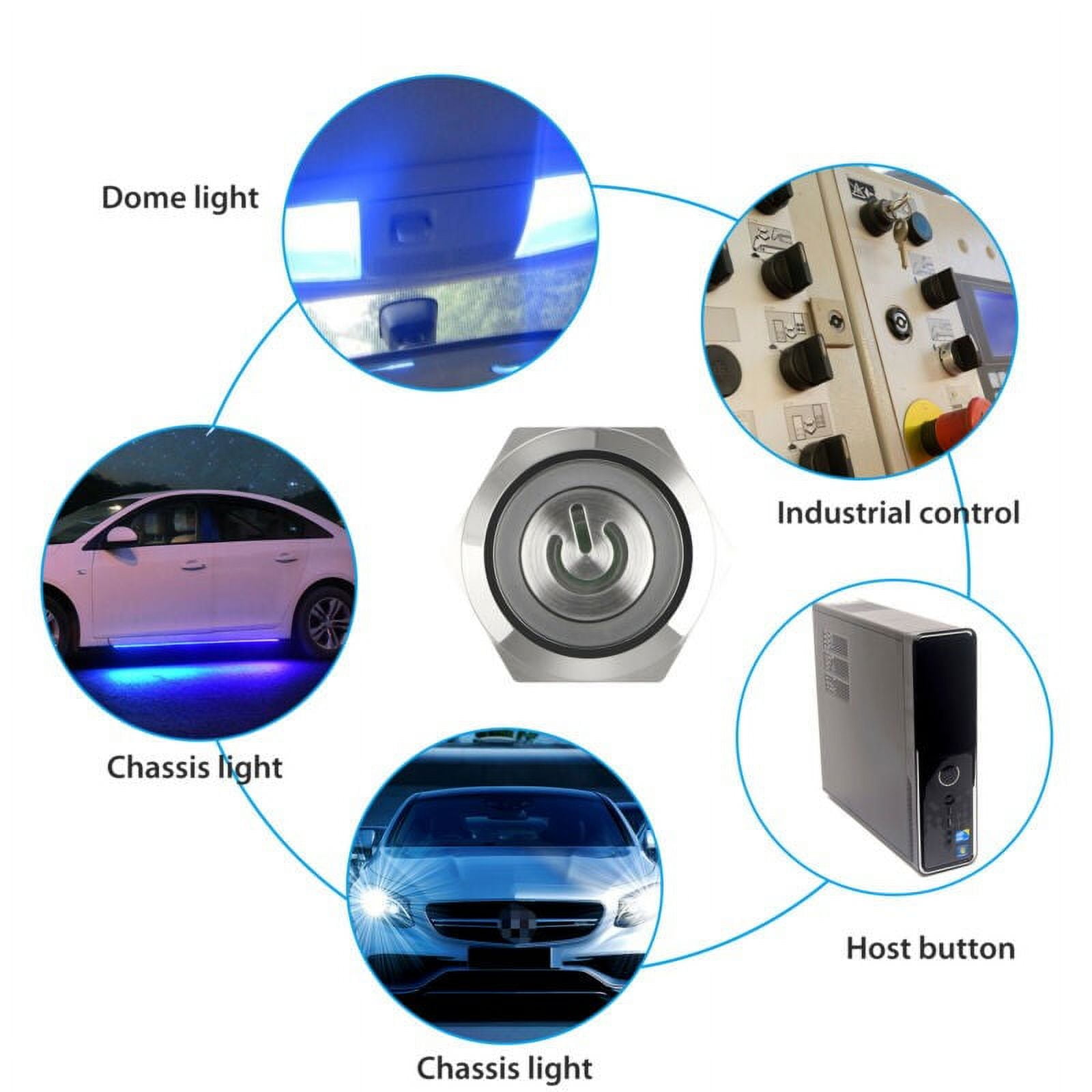 19Mm 110-220V Led Power Symbol On-Off Push Button Switch Latch Metal ...