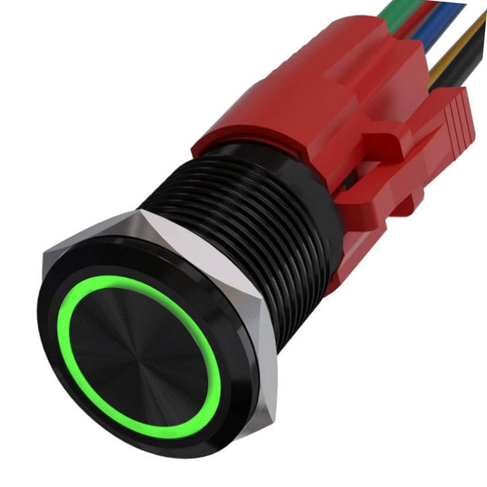 19mm Metal Latching Push Button Switch 12V with Led Light Self-Locking ...