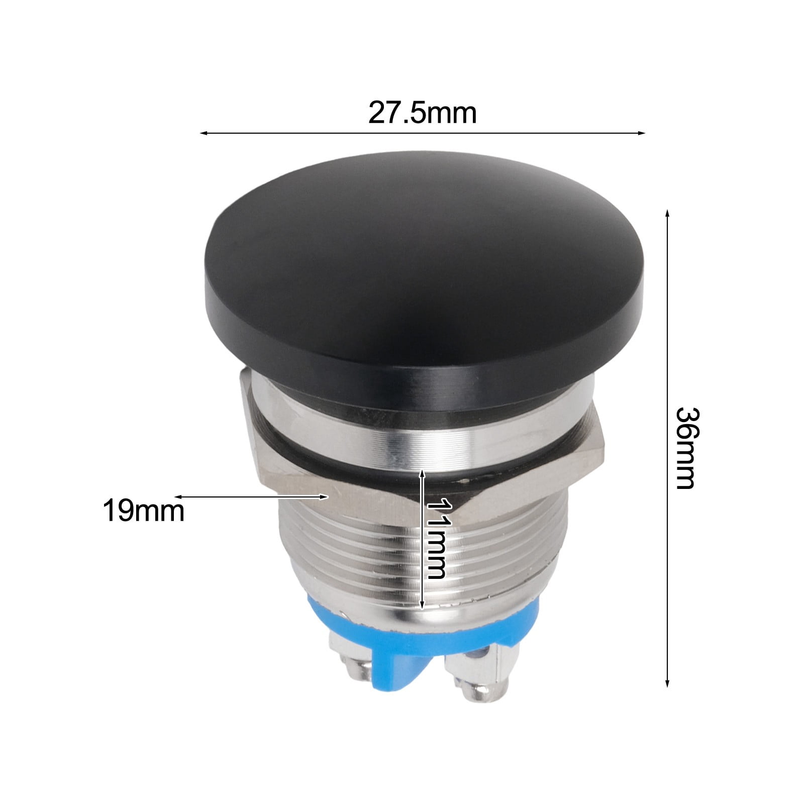 19Mm Metal Push Button Switch 1No Momentary Self-Reset Mushroom Head ...