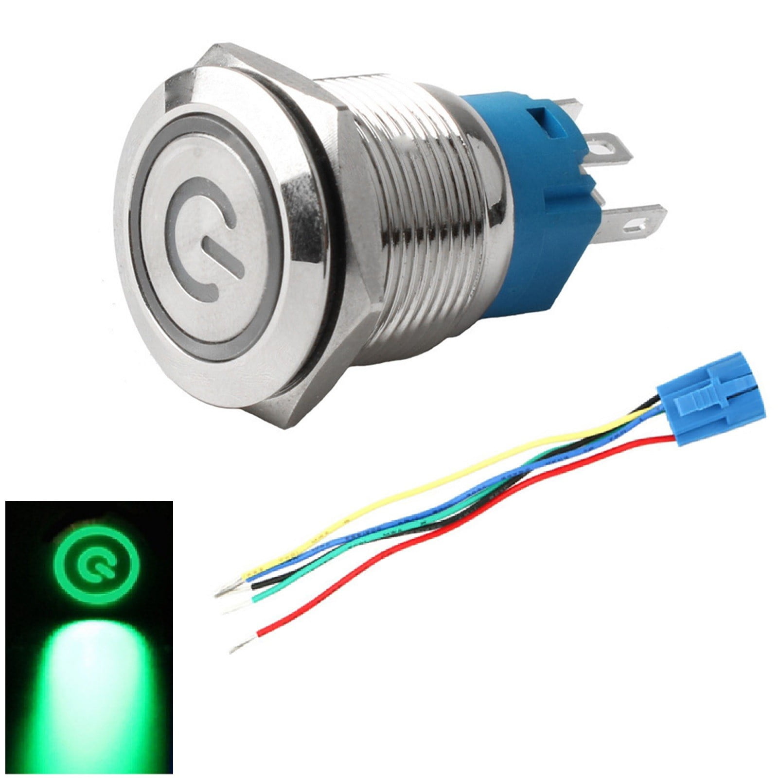 19Mm Push Button Switch With Led Indicator 110/220V Waterproof Metal ...