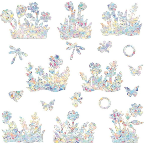 19PCS Flowering Shrub Window Stickers Butterfly Window Decals for Bird ...