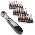 19PCS Mini Ratchet Wrench Screwdriver Bit Set, 1/4” Drive 36 Teeth ...
