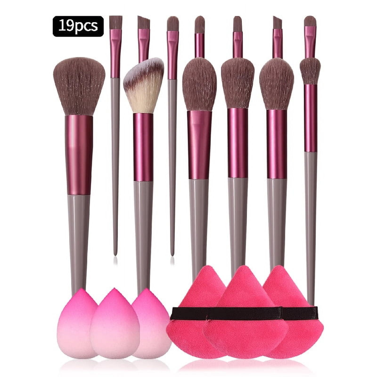 19PCS Professional Makeup Brush & Sponge Set for Face Eyes Blush ...