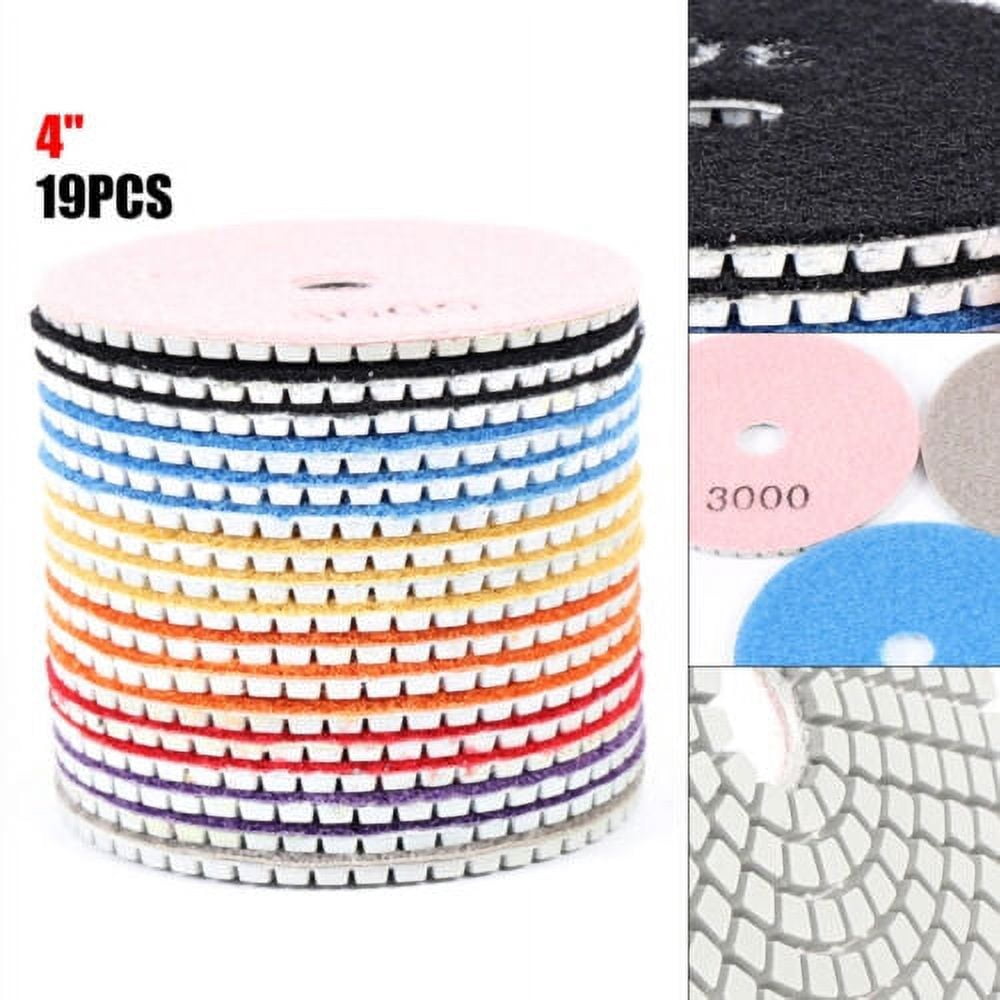19Pcs 4" Dry Diamond Polishing Pad Kit Sanding Disc For Granite Stone ...