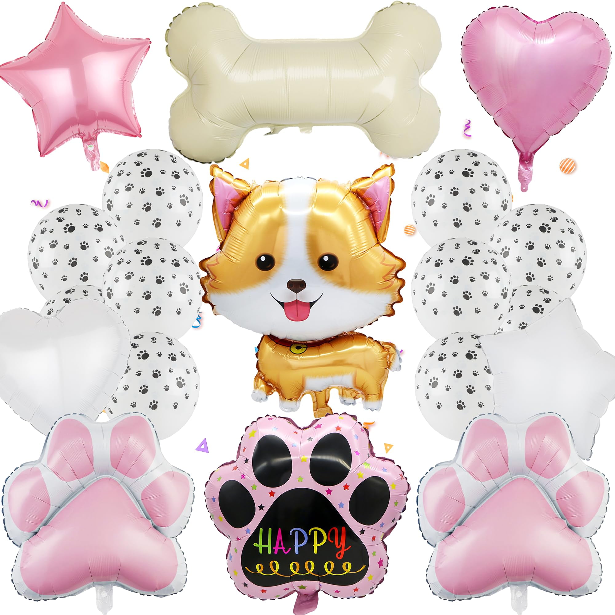 19Pcs Balloon Dog, Balloon Dog Decor with Puppy Balloon, Paw Print ...