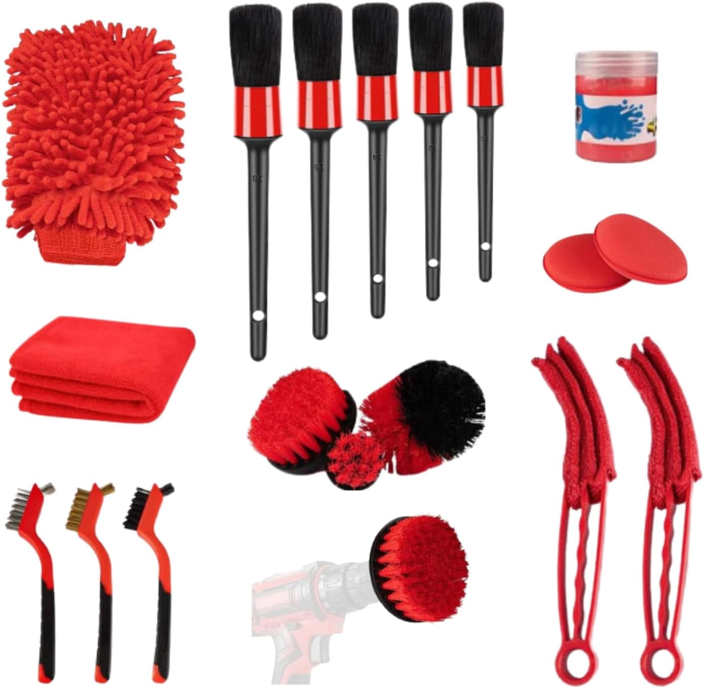 19Pcs Car Detailing Kit, Car Detailing Brush Set, Auto Detailing Drill ...