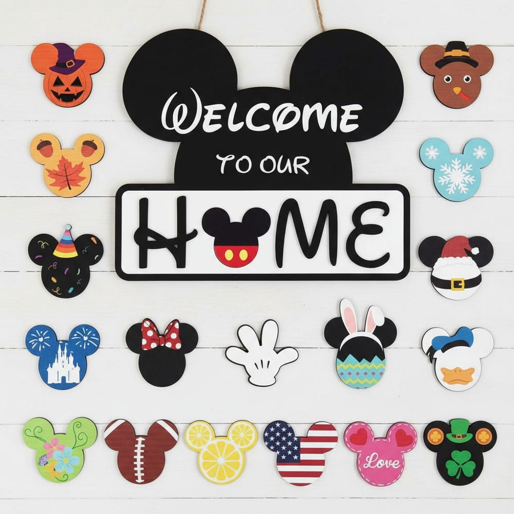 19Pcs Cute Mouse Interchangeable Seasonal Welcome Door Sign for Front ...