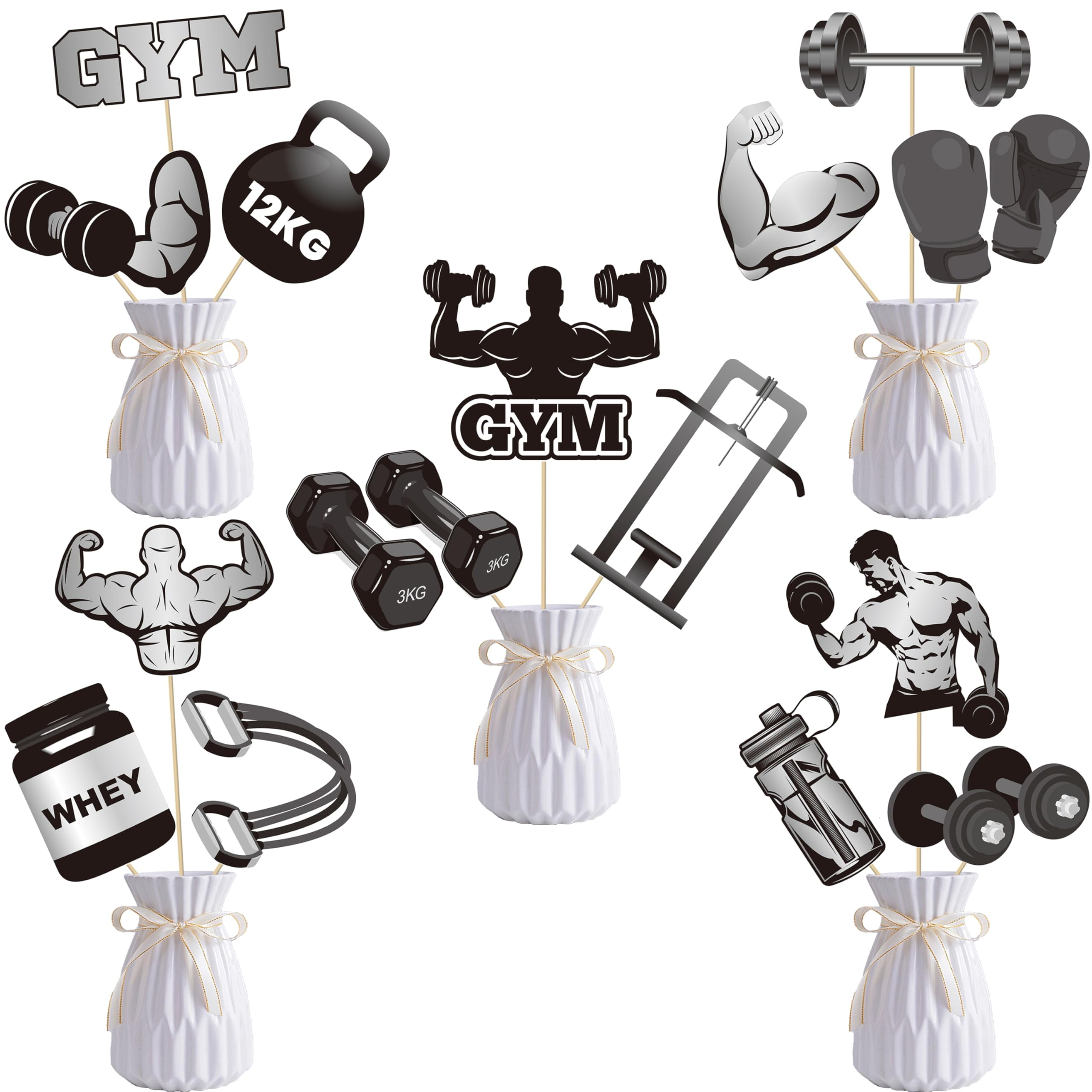 19Pcs Gym PartyTRDN Centerpiece Sticks Fitness Birthday Party ...