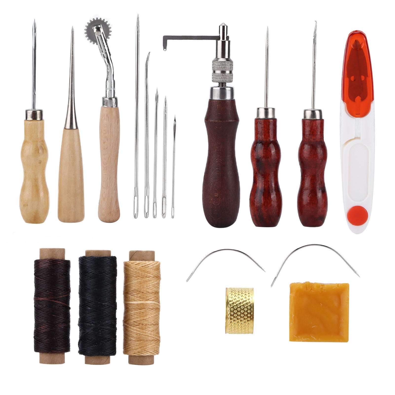 19Pcs Leather Tool Set Fully Equipped DIY Hand Sewing Tools for Costume ...