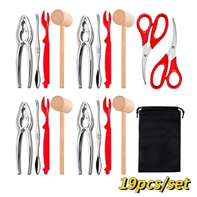 19Pcs Seafood Tool Set Nut Cracker Set Include 4 Lobster Crab Mallets ...