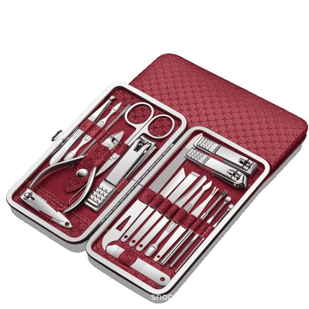19Pcs/Set Manicure Set Pedicure Nail Tools Kit Stainless Steel Nail ...