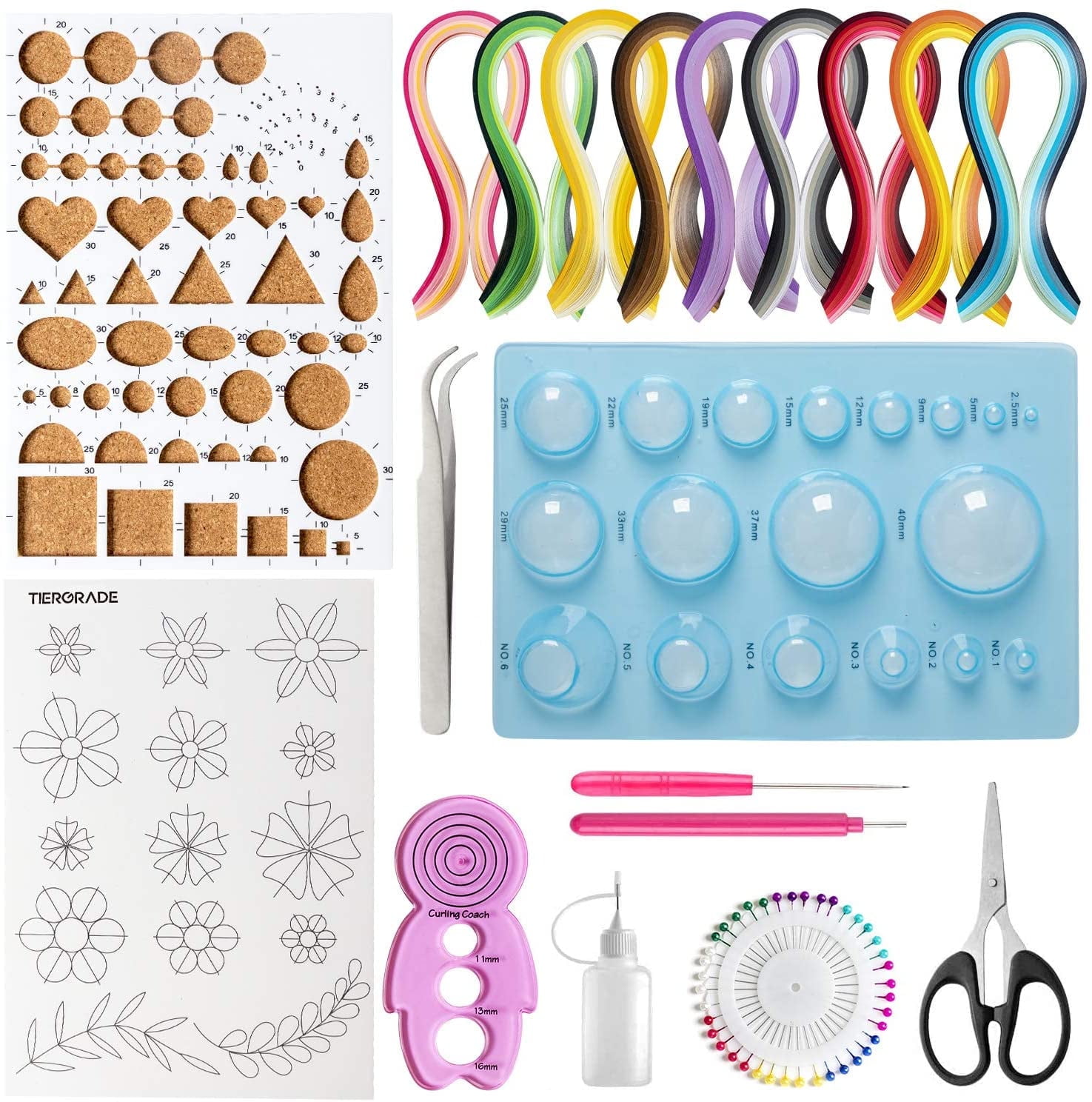 Qhou 19Pcs Paper Quilling Kit, 45 Colors 900 Strips, Quilling Tools ...
