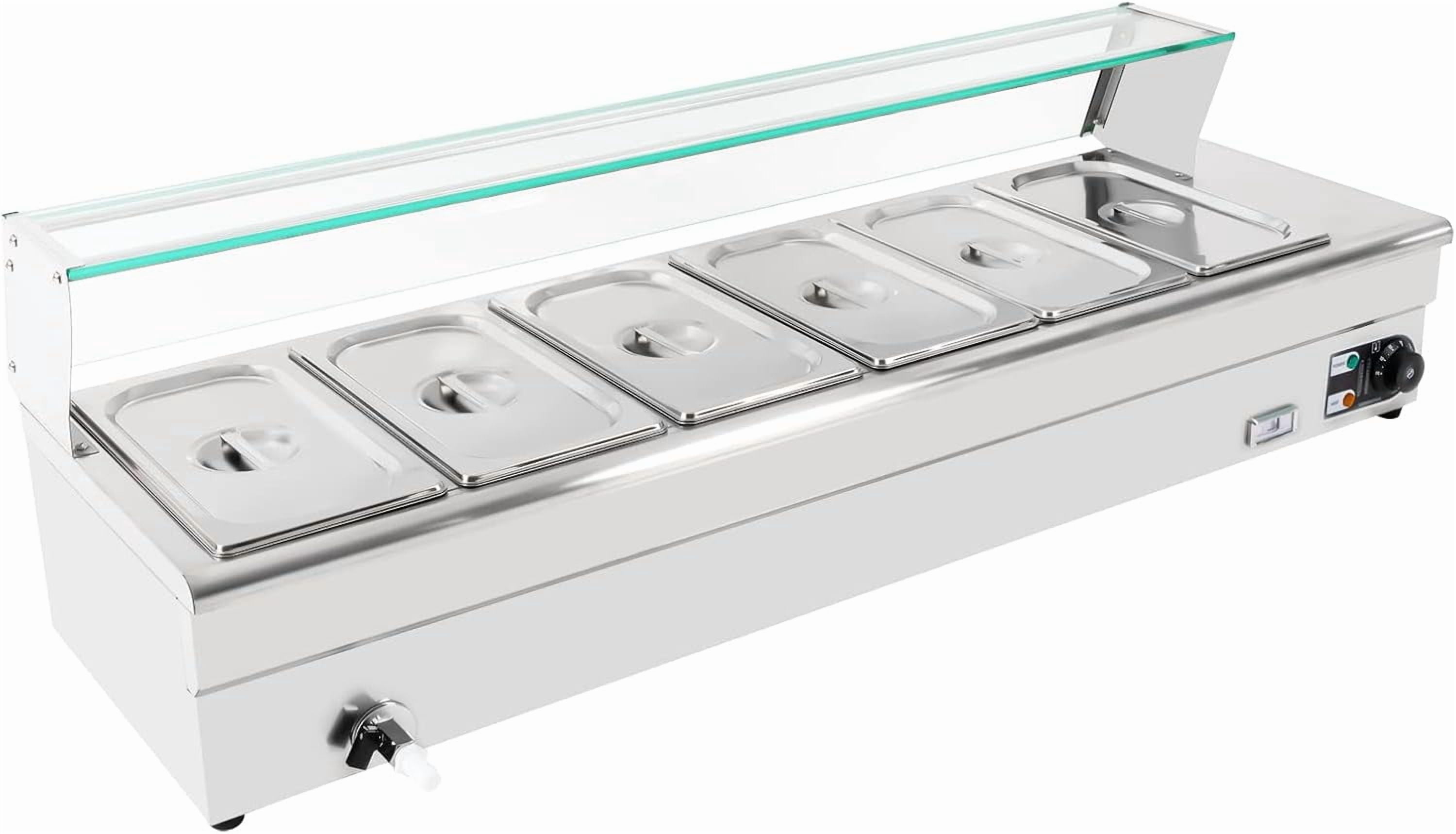 19QT 1200W Electric Food Warmer, 6-Pan Steam Table Stainless Steel Bain ...