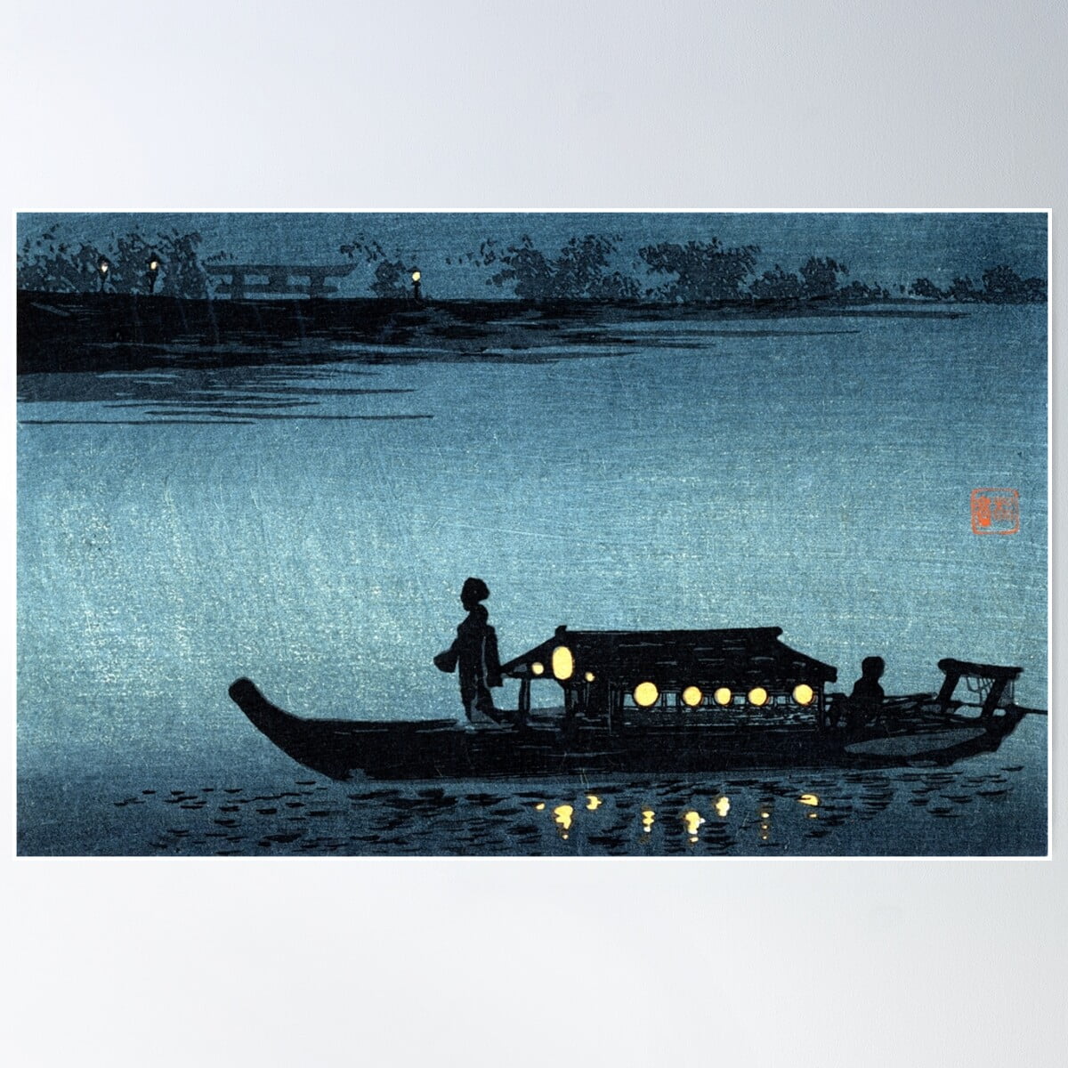 19Th C. Japanese Riverboat Poster Wall Art, Modern Wall Decor For ...