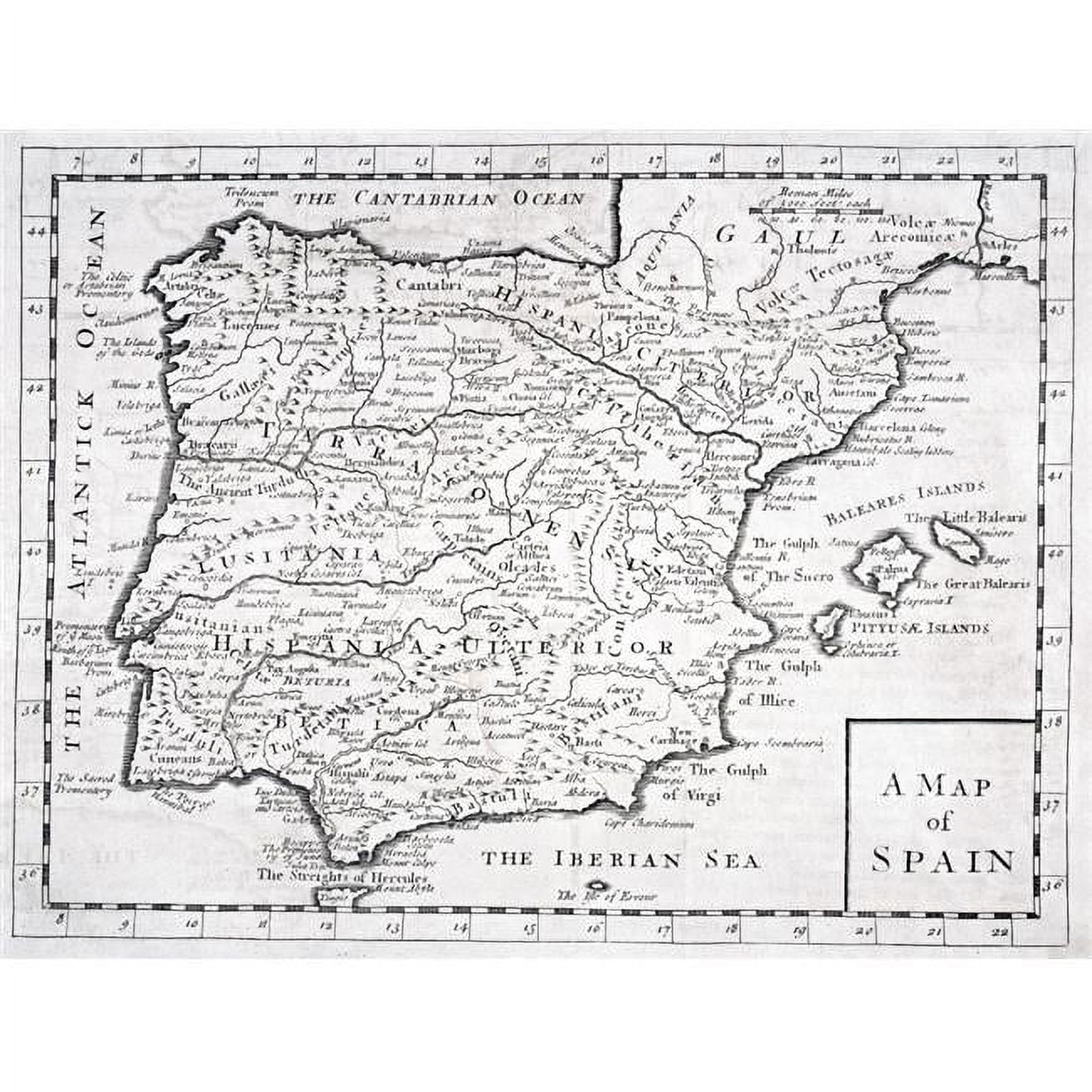 19Th Century Map Showing Provinces And Cities Of Roman Spain Poster ...