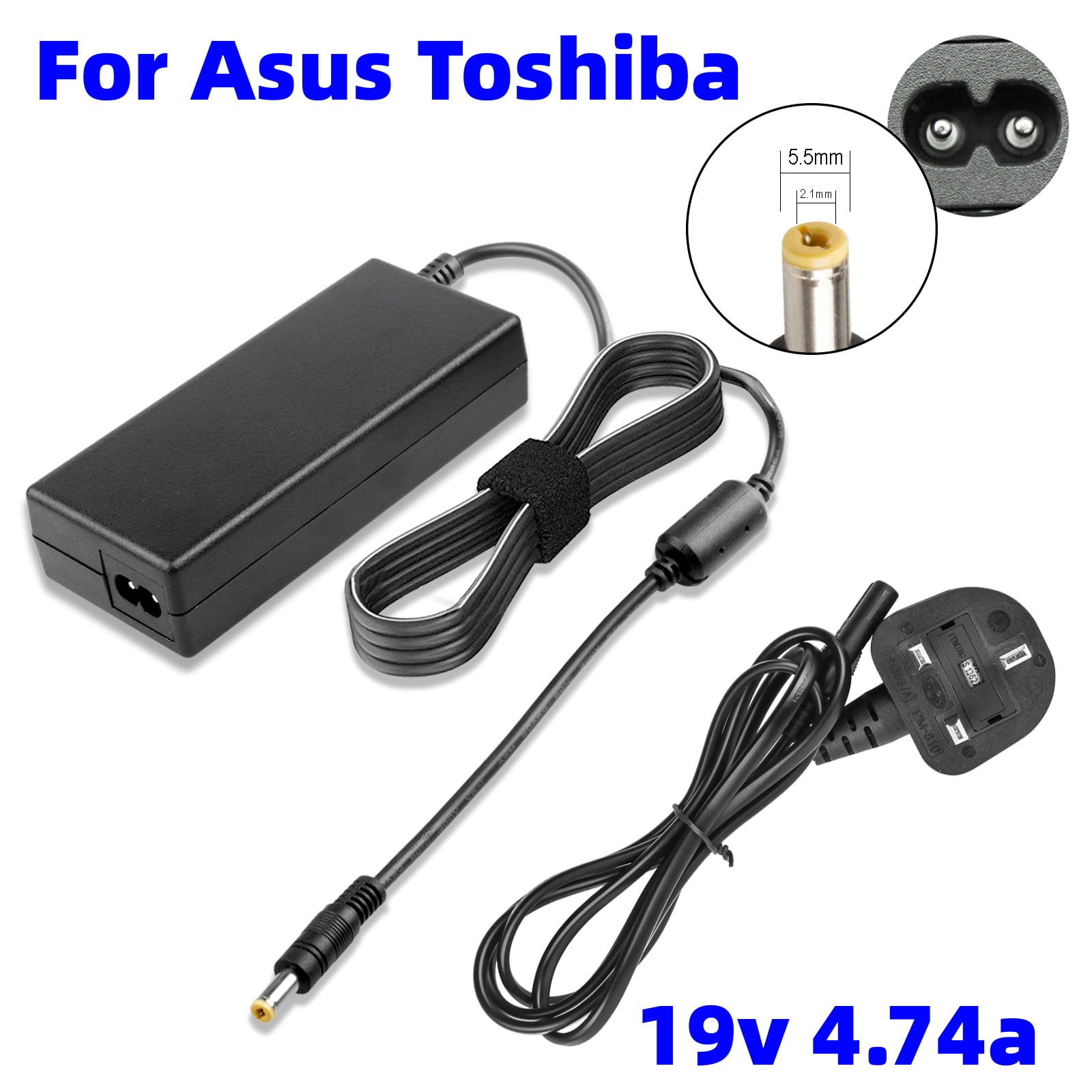 19V 4.74A 90W for Asus Toshiba Ac Adapter Laptop Computer Charger ...