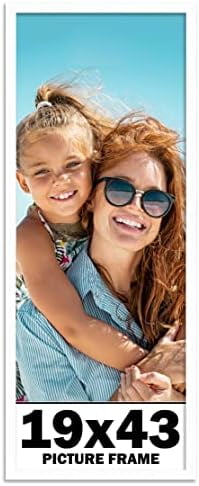 19X43 Frame White Solid Wood Picture Frame Includes UV Shatter Guard ...