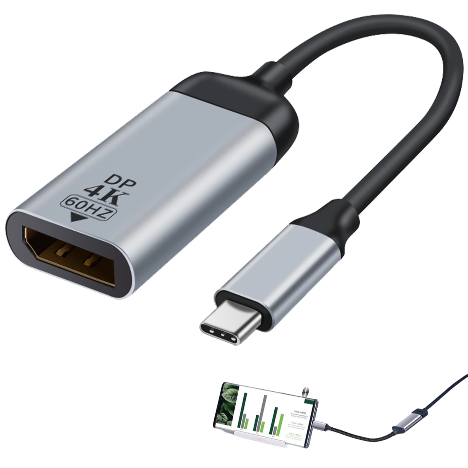 19cm Length DP Female to USB Type C Male Converter Cord Line Short ...