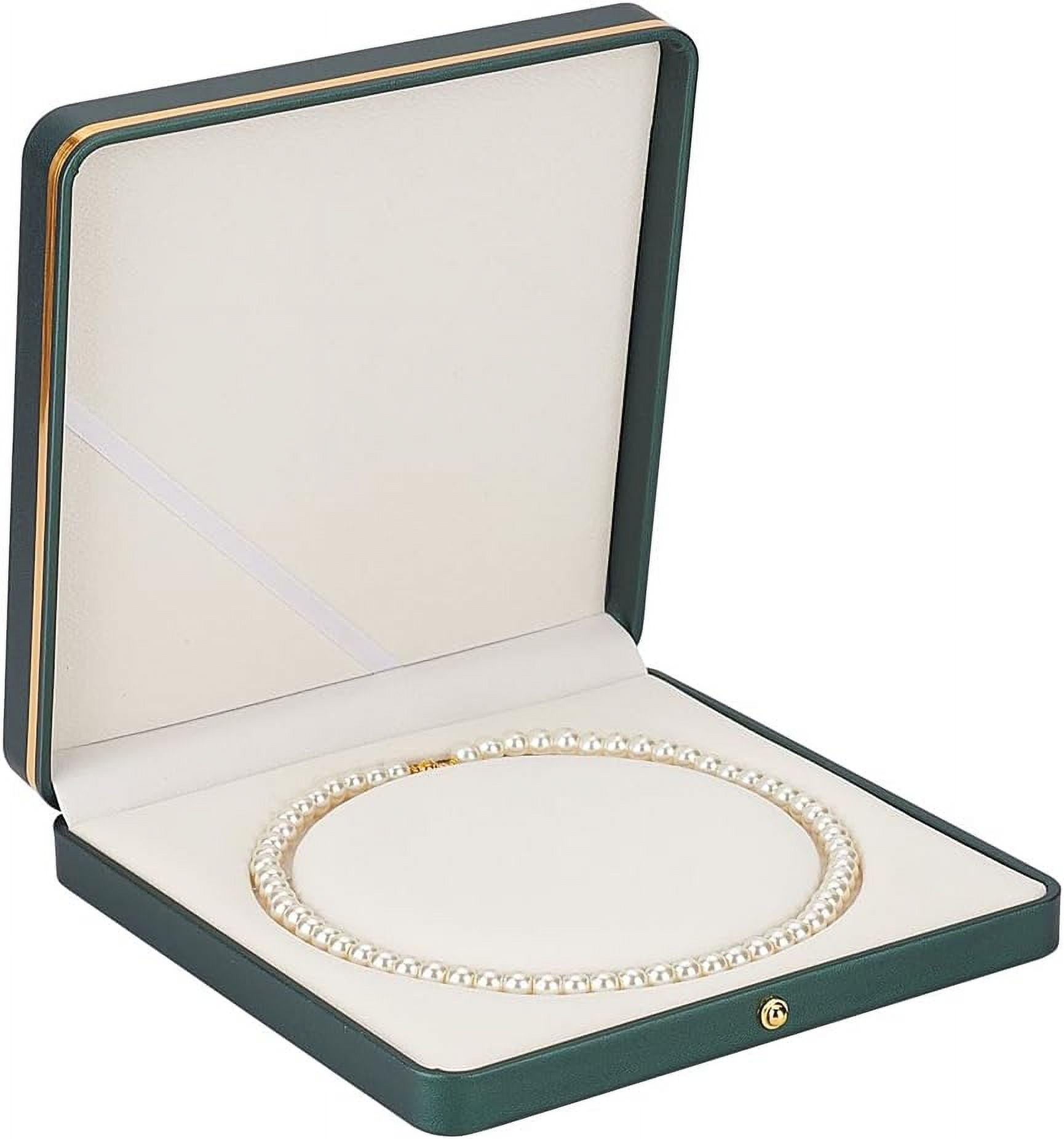 19cm Square PU Leather Pearl Necklace Box Luxury Soft Touch Claimond ...