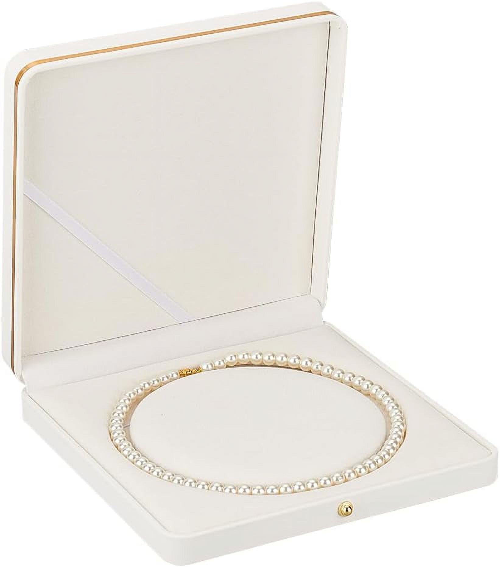 19cm Square PU Leather Pearl Necklace Box Luxury Soft Touch Claimond ...