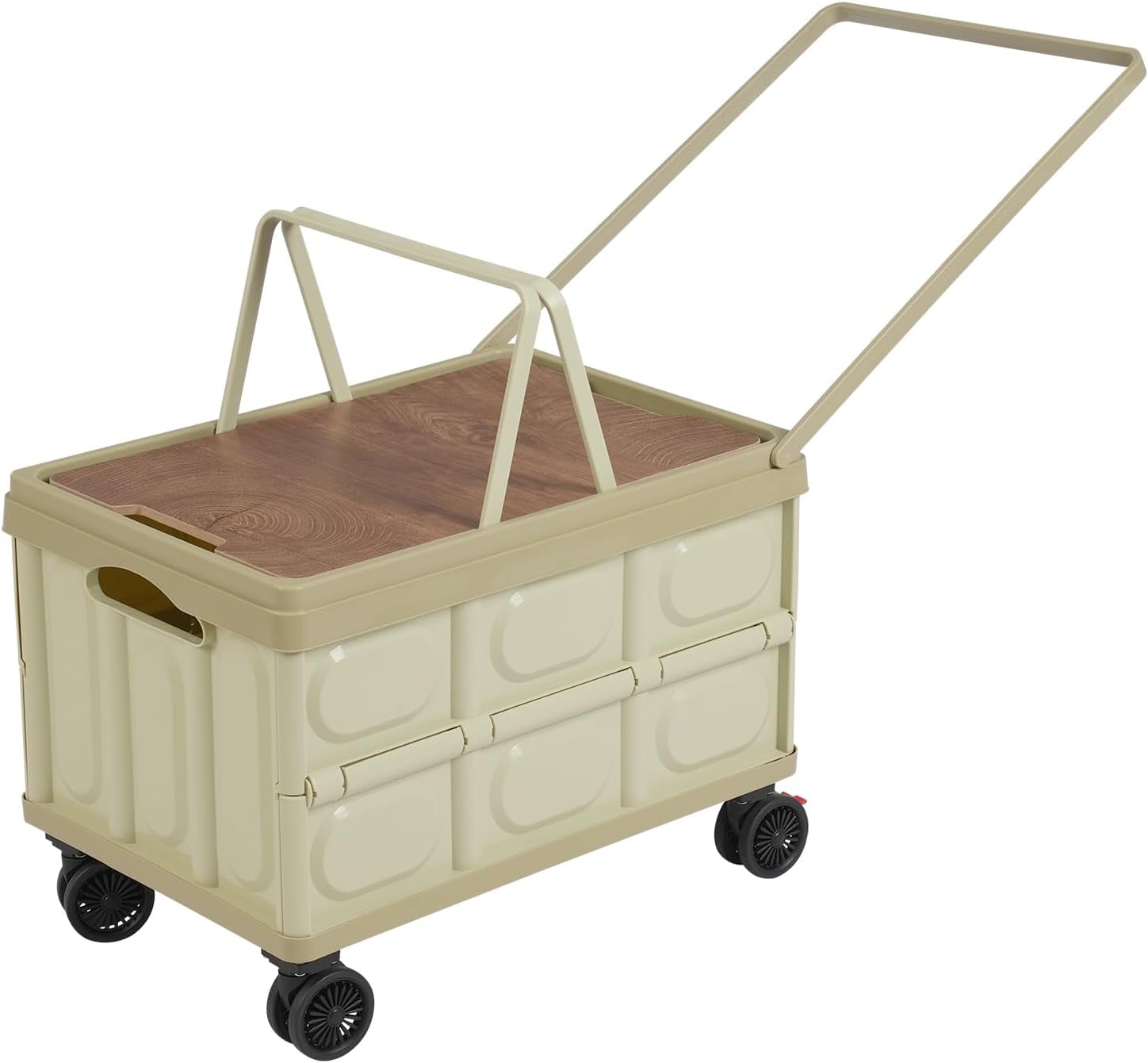 19in Handle Rolling Crate with Wheels, Large Capacity Rolling Cart with ...