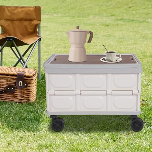 19in Handle Rolling Crate with Wheels, Large Capacity Rolling Cart with ...