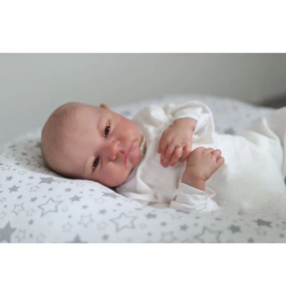 19inch Reborn Baby Dolls Levi Awake Soft Cuddly Body Lifelike 3D Skin ...