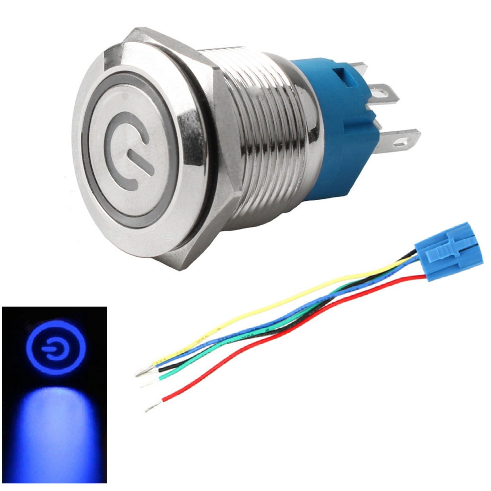 19mm 12V LED Power Symbol ON-OFF Car Push Button Switch Latch Metal ...