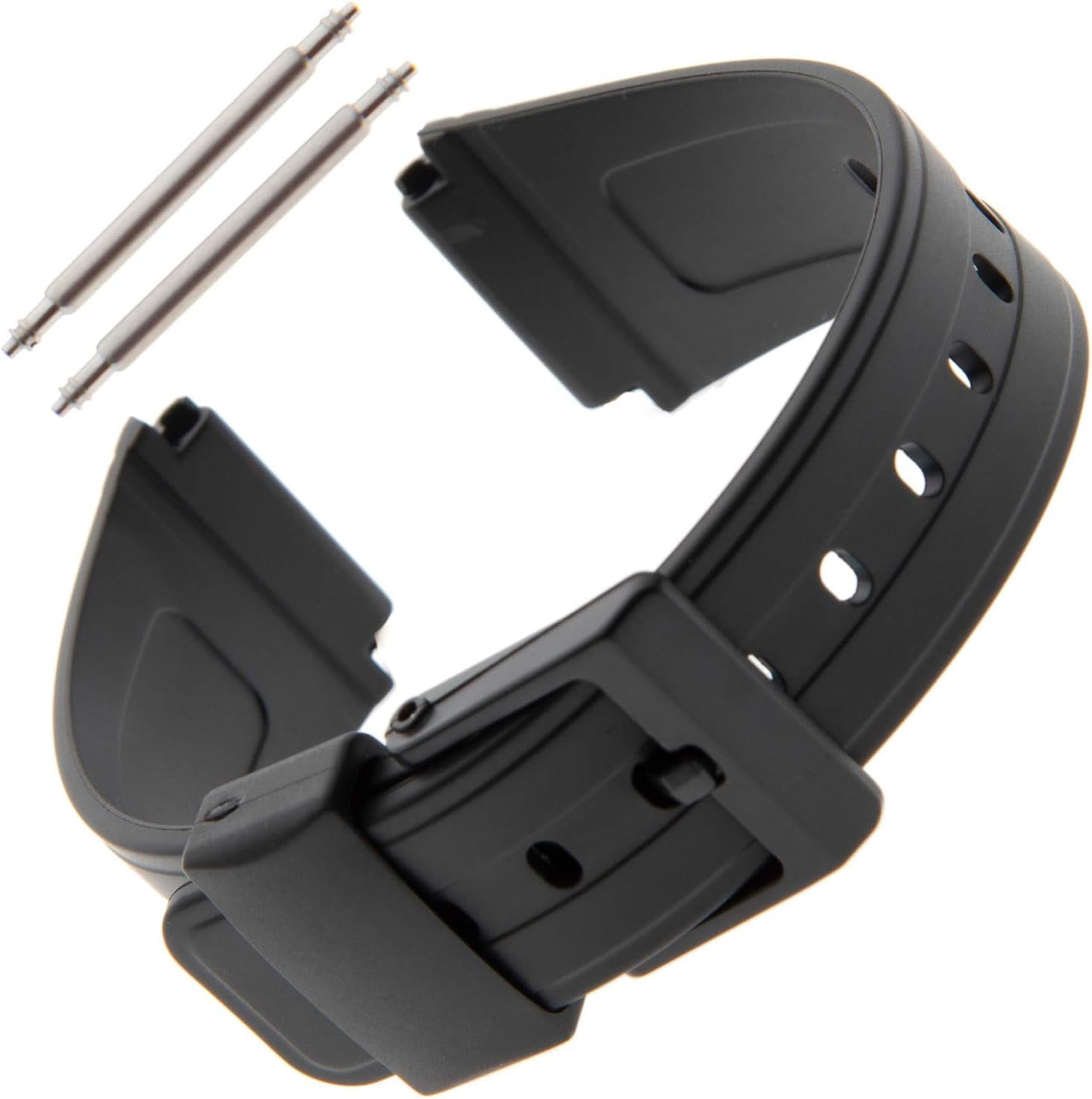 19mm Black Polyurethane Sport Watch Strap 017360, fits Casio Databank ...