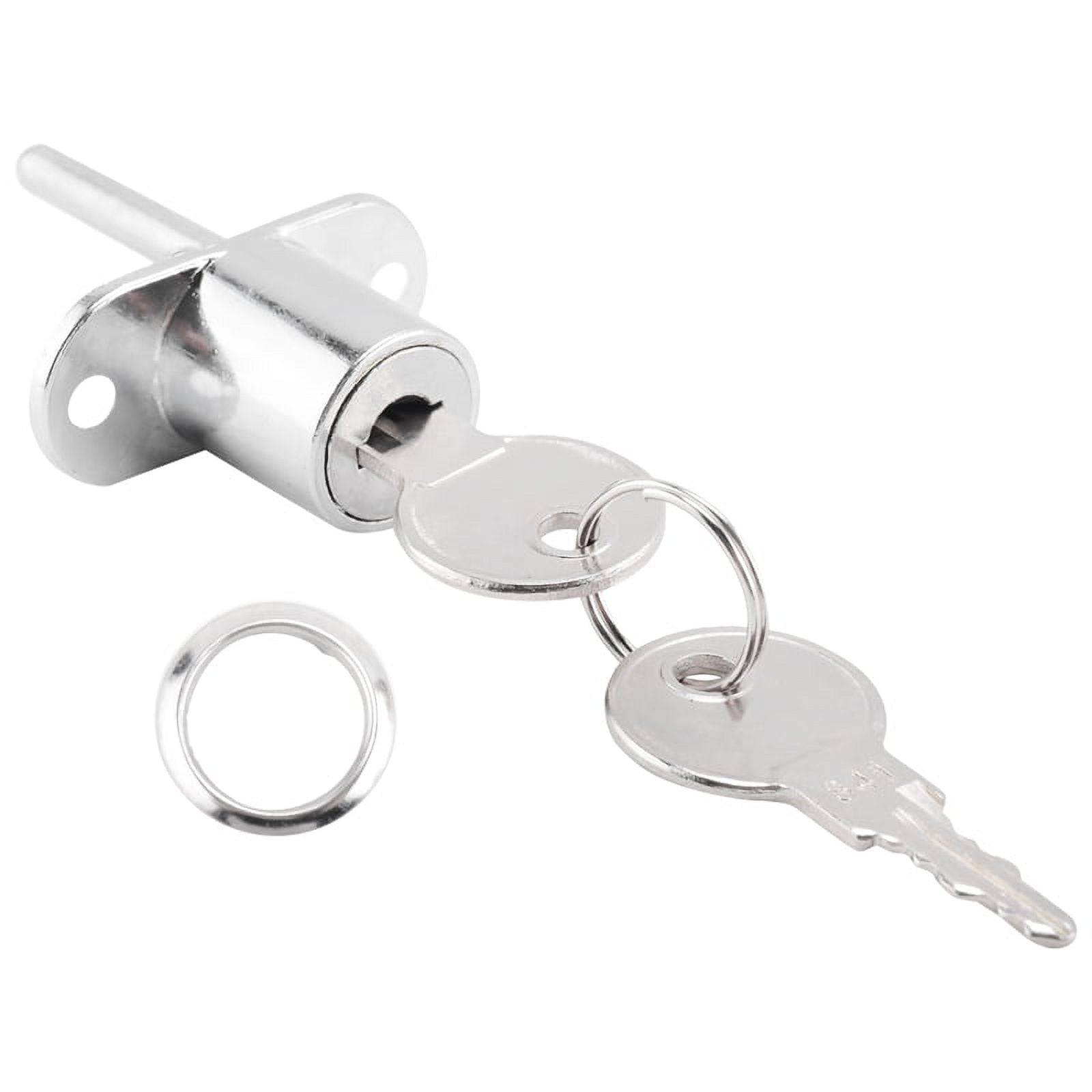 19mm Cylinder Head Diameter Silver Tone Metal Drawer Plunger Lock with ...