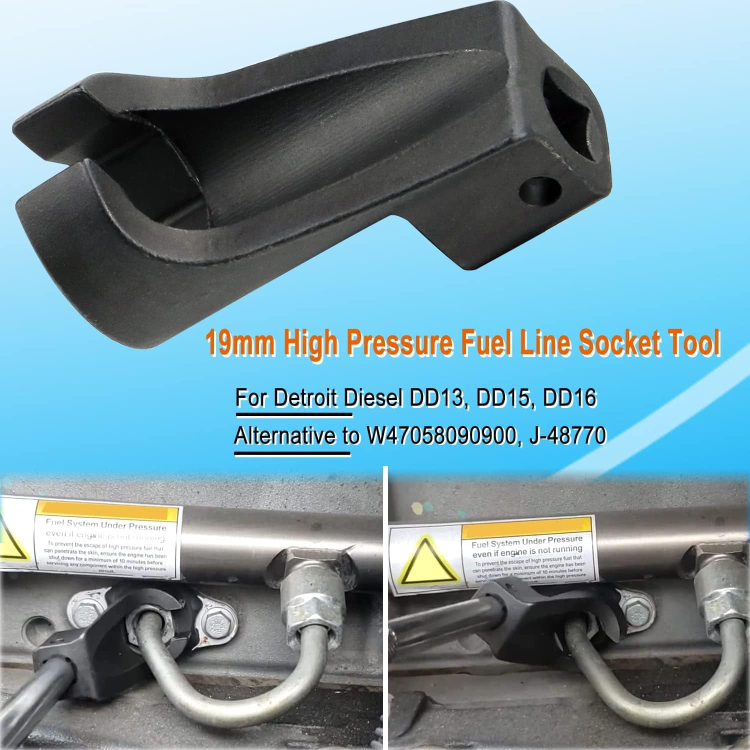 19mm High Pressure Fuel Line Socket Tool Compatible with Detroit Diesel ...