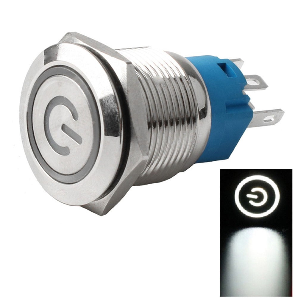 19mm Metal Push Button Switch with Power LED 12-24V Latching Button ...