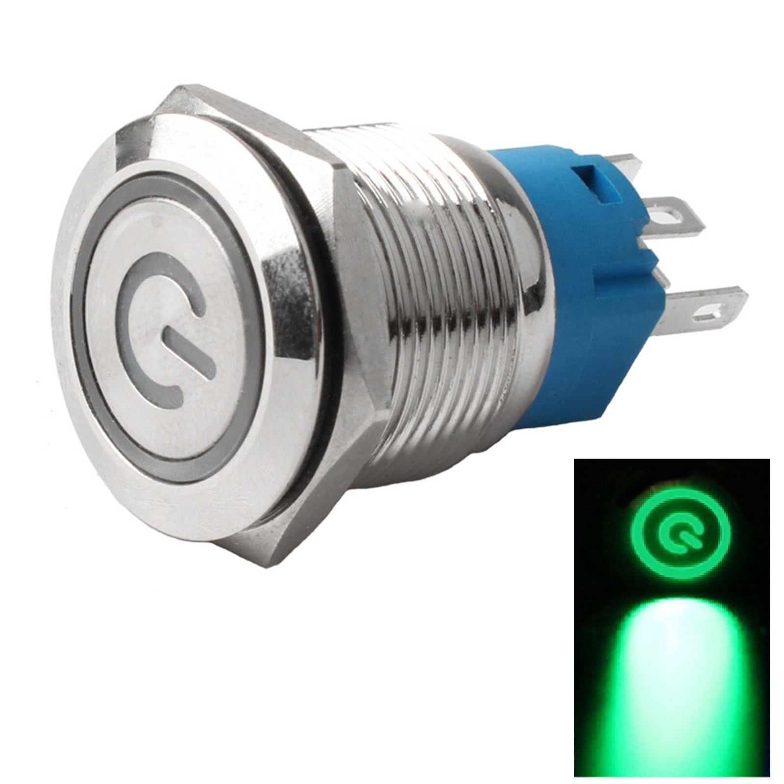19mm Metal Push Button Switch with Power LED 12-24V Momentary Button ...